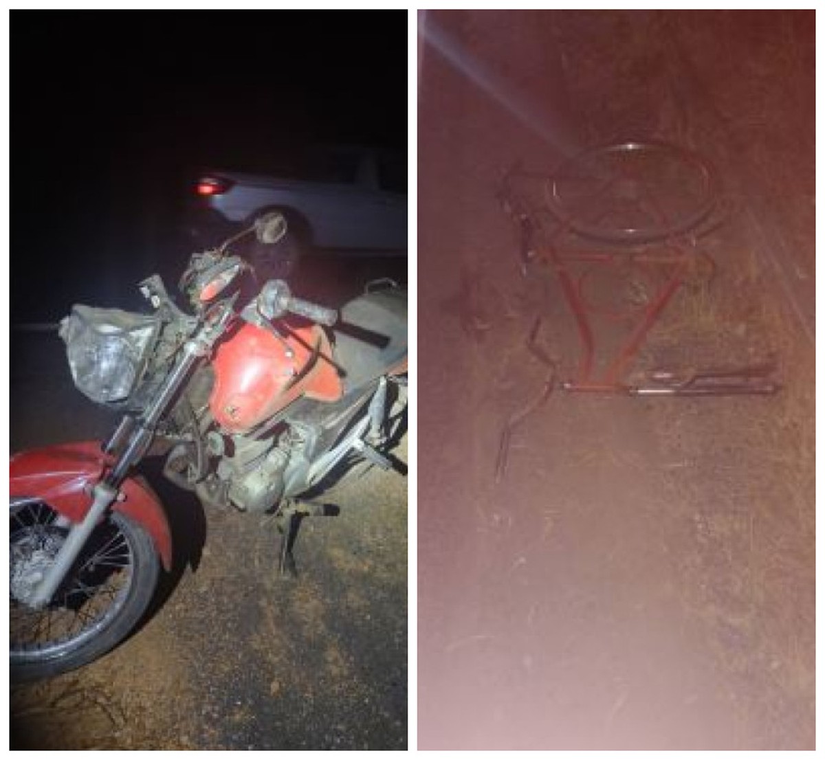 Duas pessoas ficam feridas em acidente entre bicicleta e moto na MGC-401 | Grande Minas | G1