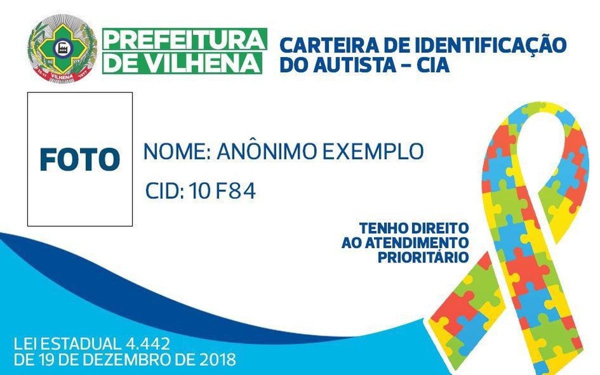 Carteira de Identificação do Autista passa ser emitida em Vilhena, RO ...