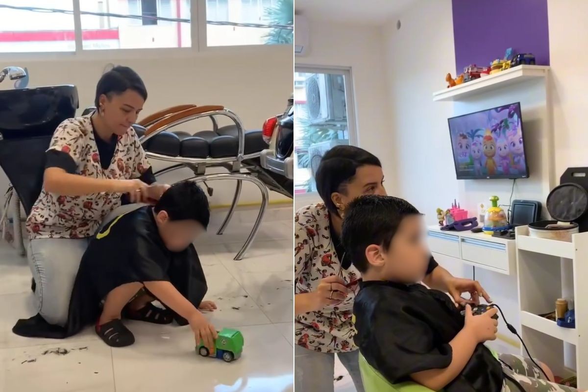 Barbeira cria método inusitado para cortar cabelo de crianças no ...