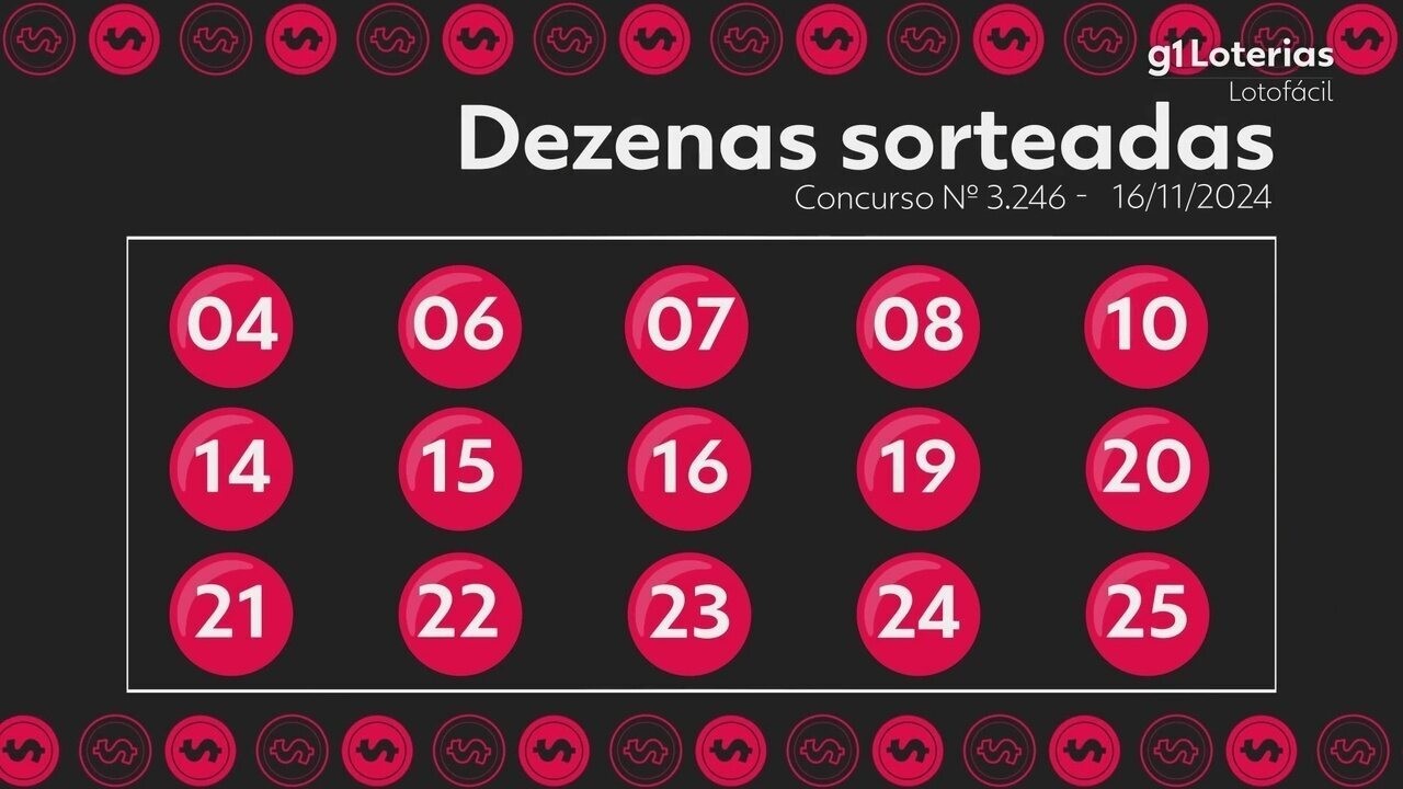 Lotofácil: resultado do concurso 3246 | Lotofácil | G1