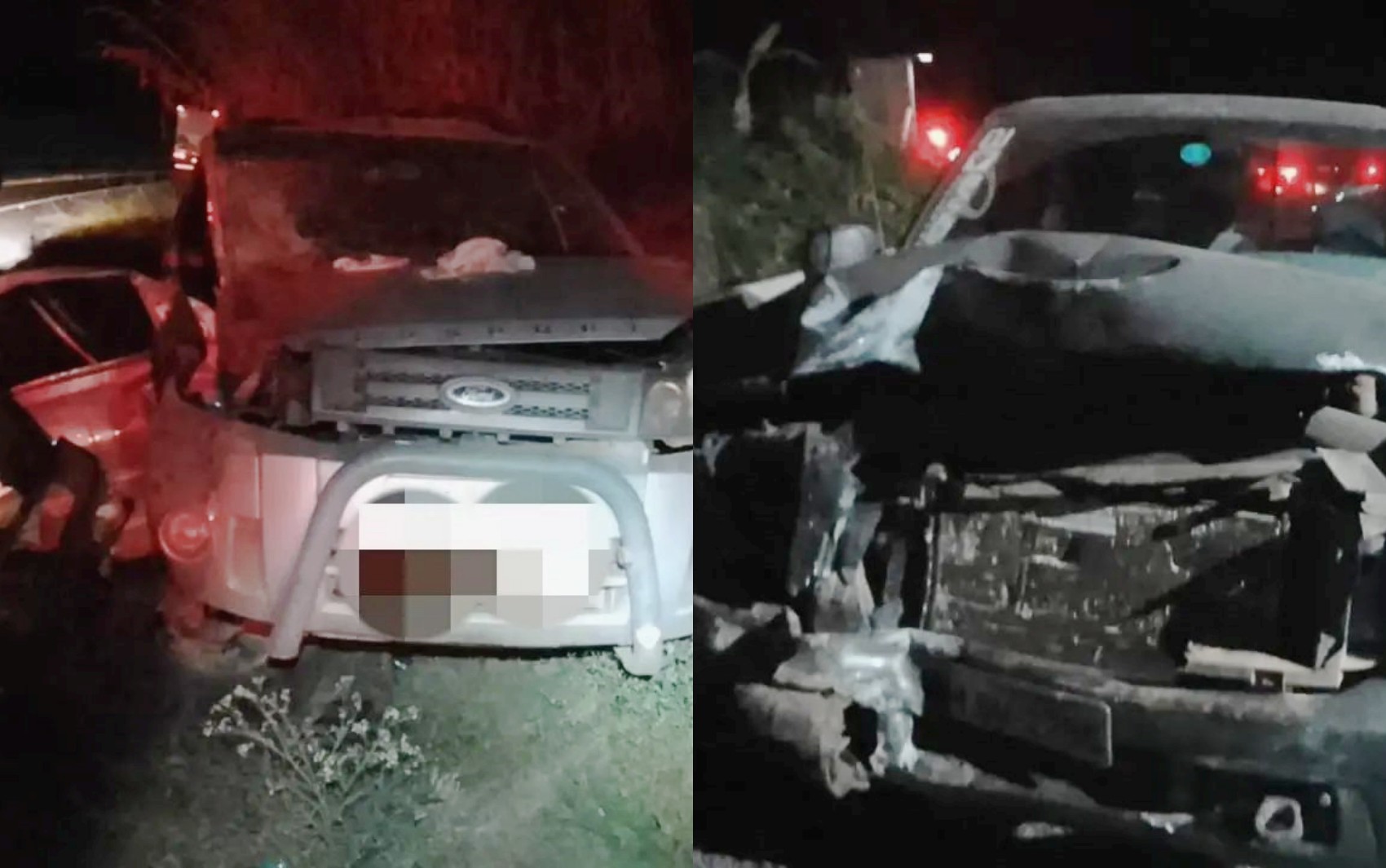 Batida frontal entre carro e caminhonete deixa dois feridos na BR-146, entre Juruaia e ...