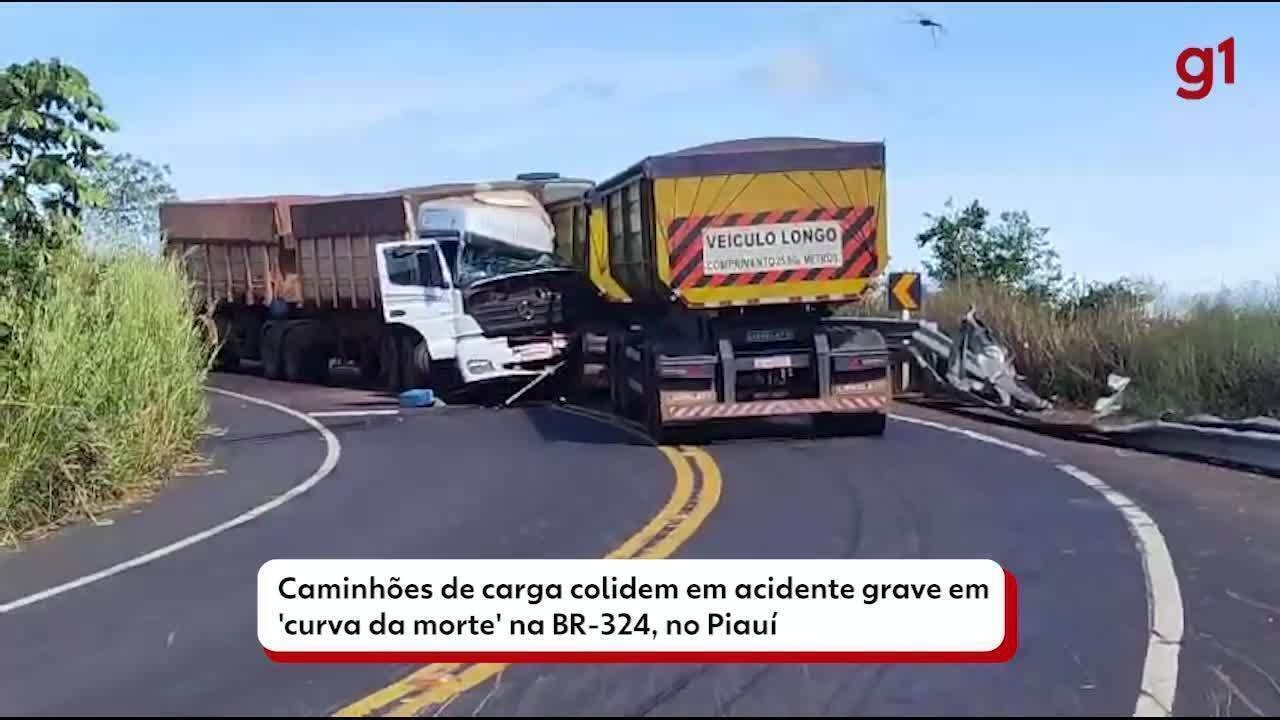 Caminhões de carga colidem em acidente na 'curva da morte' em estrada no PI | Piauí | G1