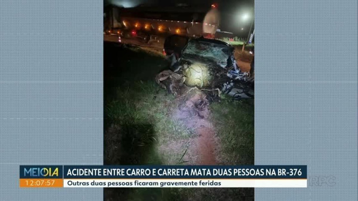 Duas pessoas morrem e duas ficam feridas após carro bater em caminhão na BR-376, em Loanda ...