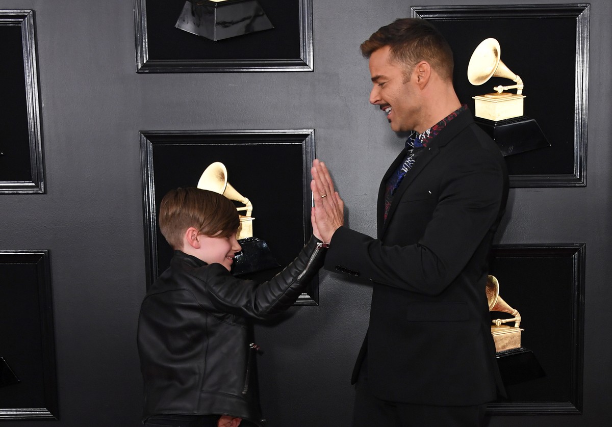 Ricky Martin leva filho Matteo, de 10 anos, à festa do Grammy | Música | G1