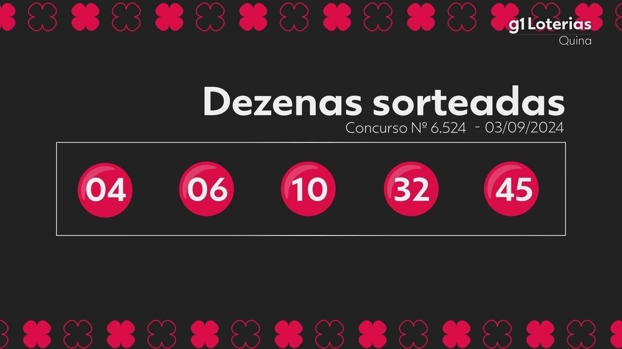 Resultado da Quina, concurso 6524 | G1