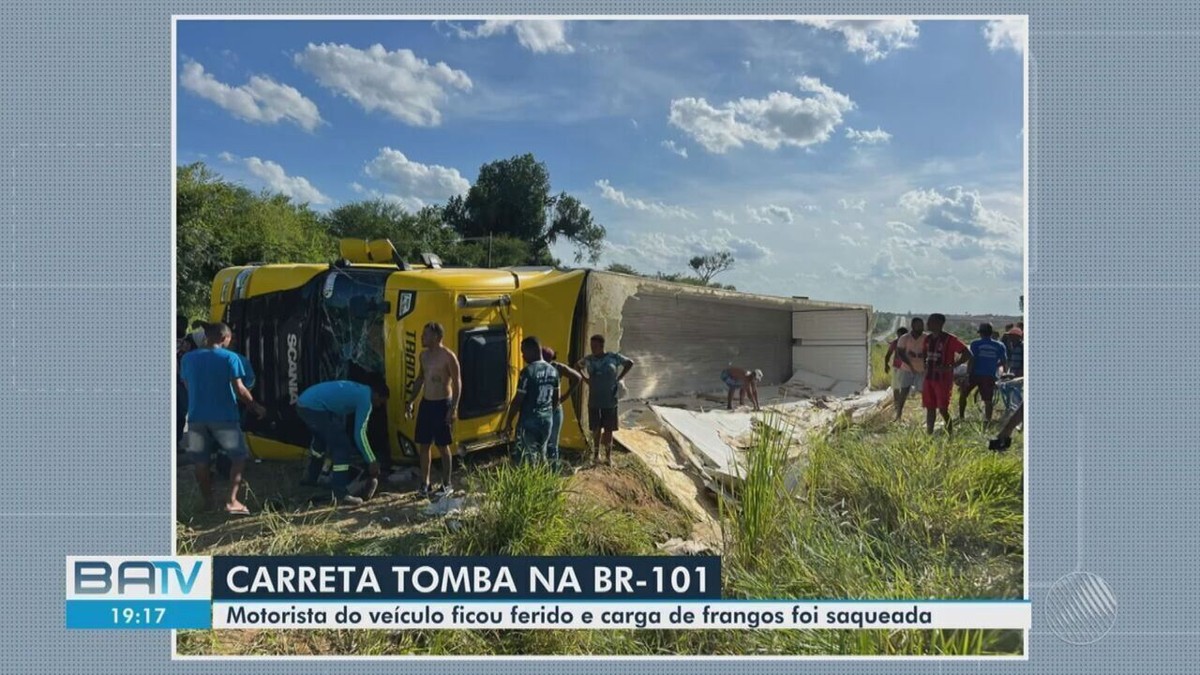 Motorista de carreta fica ferido após veículo tombar em rodovia na BA ...