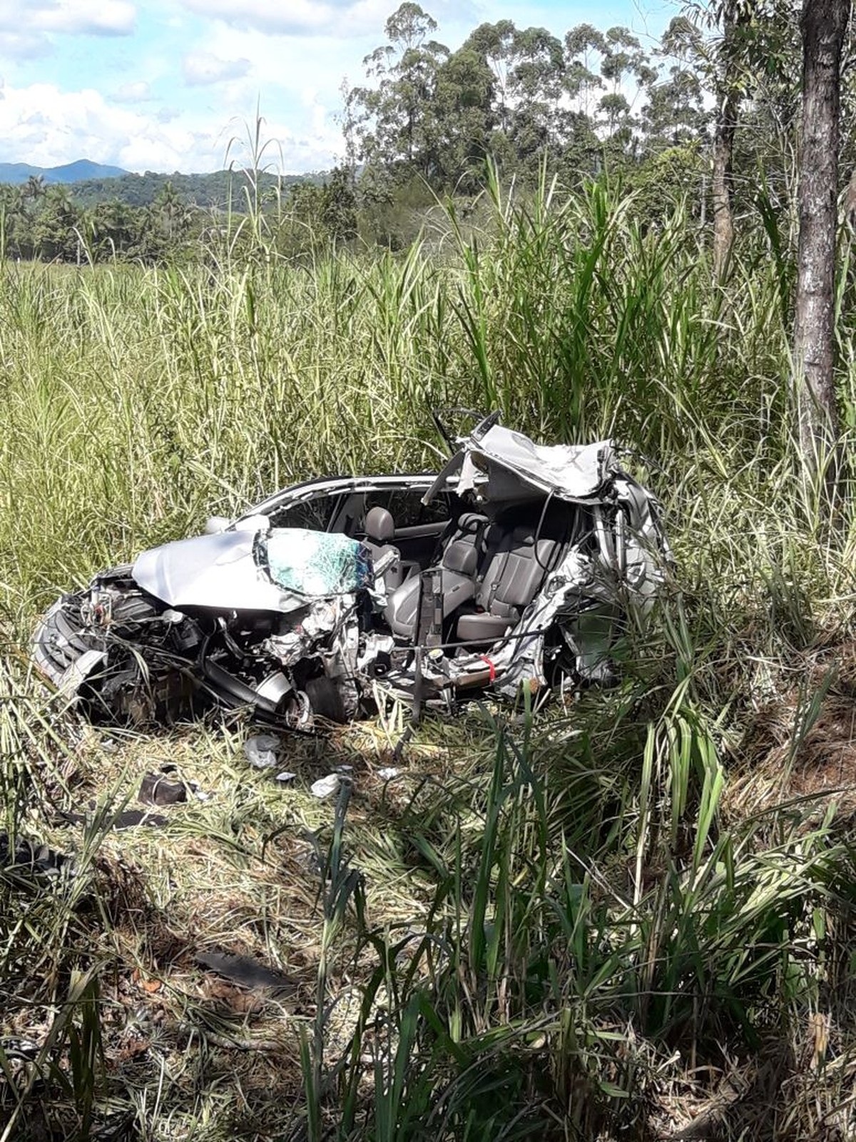 Motorista morre e carro fica destruído em acidente na BR-470 em Indaial | Santa Catarina | G1