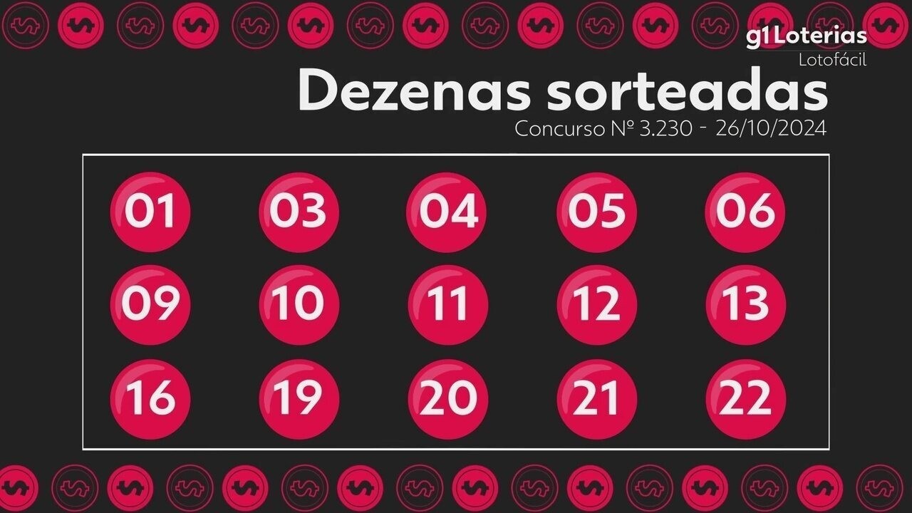Lotofácil: resultado do concurso 3230 | G1