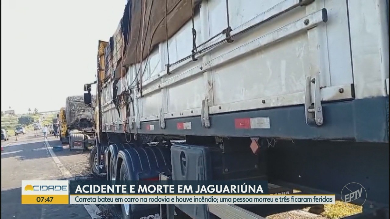 Batida entre carro e carreta deixa uma pessoa morta e três feridas em rodovia de Jaguariúna ...