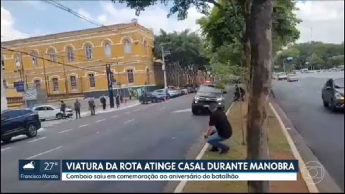Viatura da Rota faz manobras e atinge casal em moto durante comemoração ...