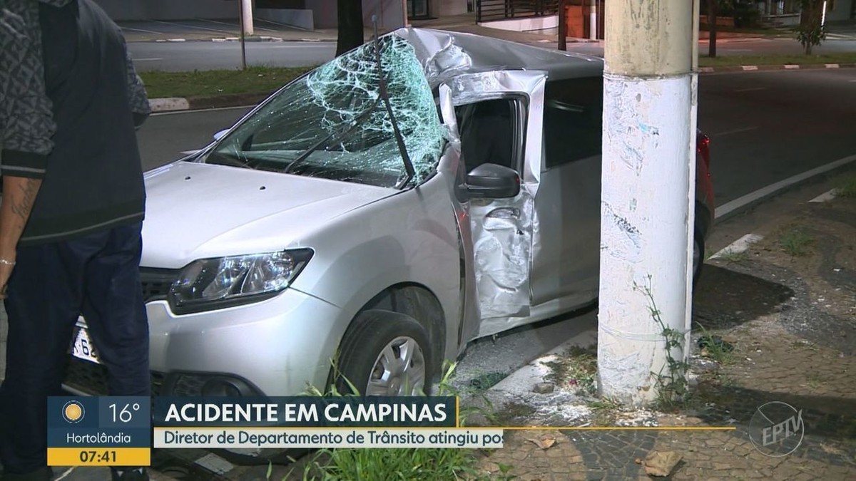 Diretor do Departamento de Trânsito fica ferido após bater carro em poste em Campinas | Campinas ...