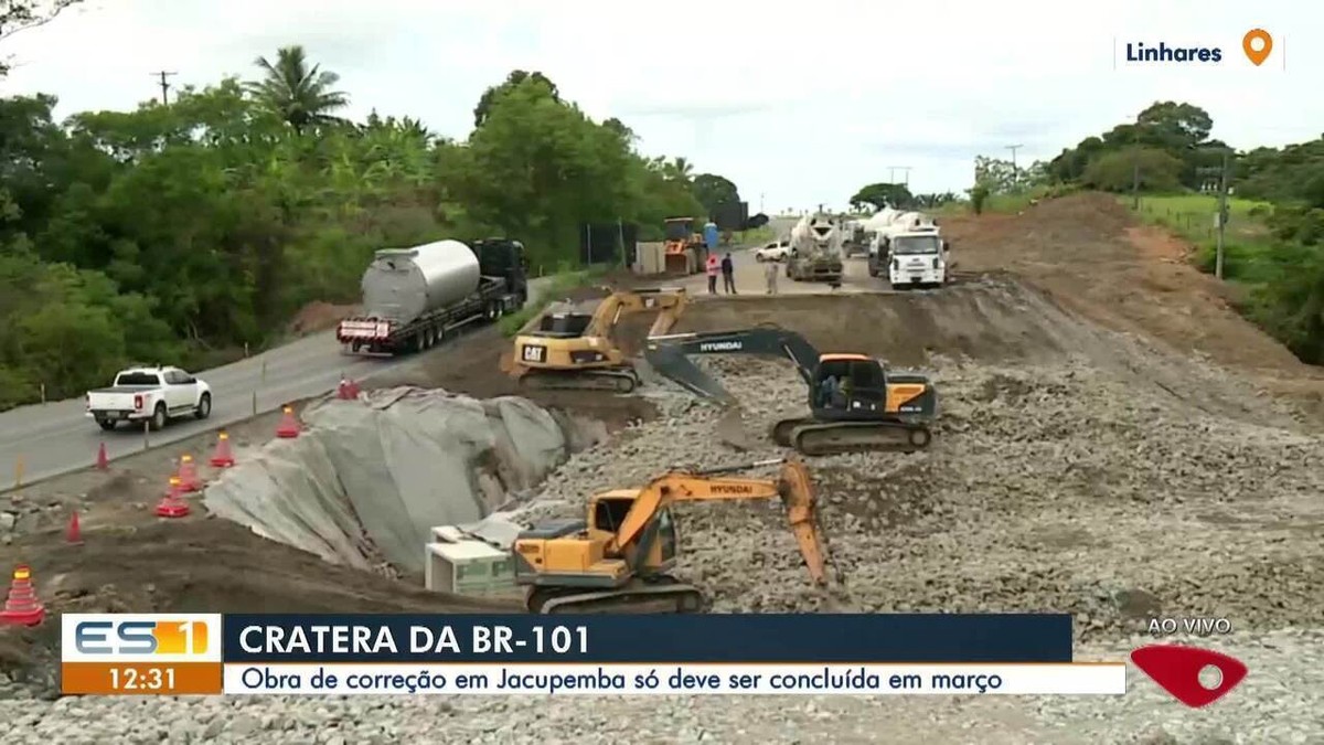 Eco101 atrasa obra de recuperação do asfalto que cedeu na BR-101 no ES ...