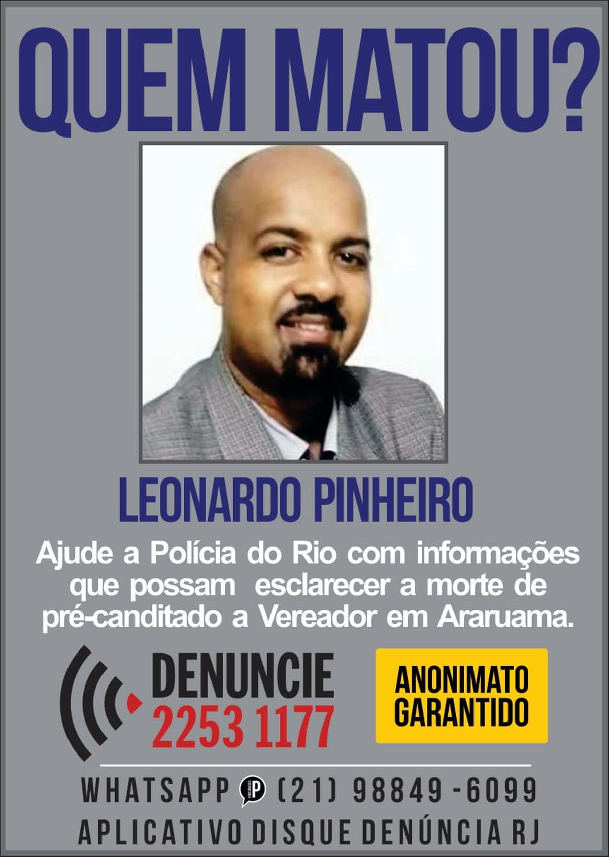Disque Denúncia Divulga Cartaz Para Tentar Identificar Assassinos De