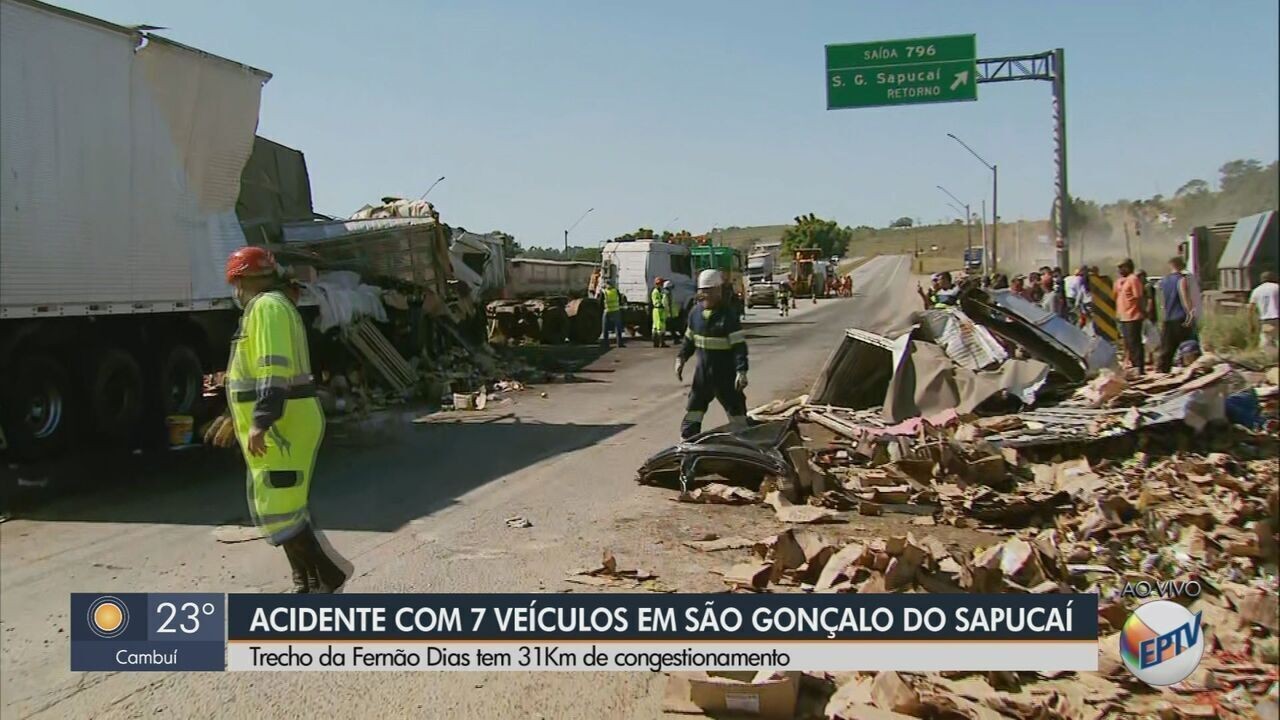 Engavetamento entre 7 veículos deixa um morto e cinco feridos na Fernão Dias, no Sul de MG | Sul ...