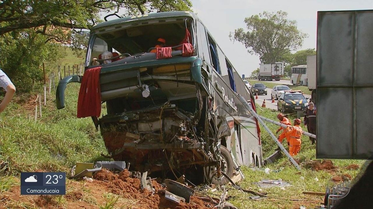 Acidente entre carro e ônibus com romeiros deixa 2 mortos e feridos graves na Fernão Dias, em MG ...