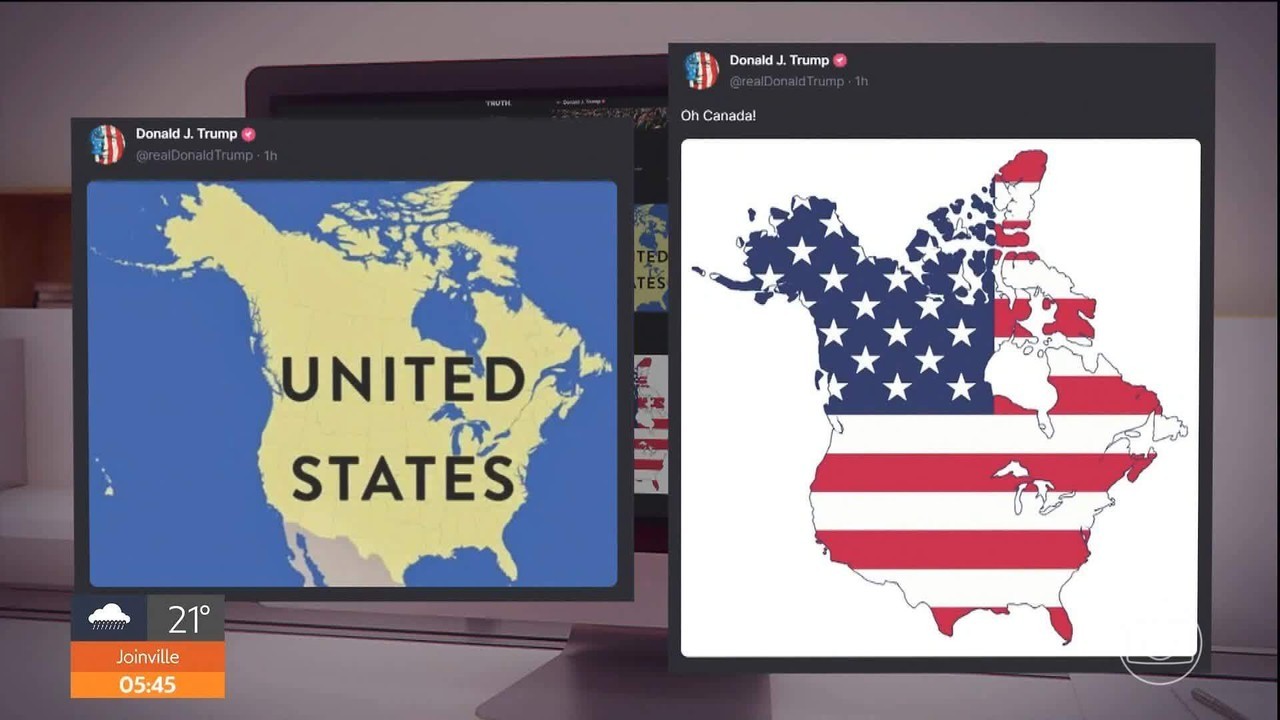 Trump publica mapas dos Estados Unidos com o Canadá anexado | Mundo | G1
