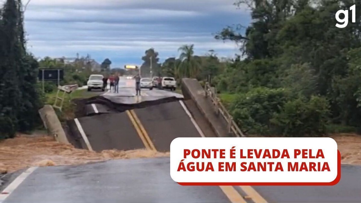 VÍDEO: Ponte de rodovia é destruída pela água em Santa Maria | Rio ...