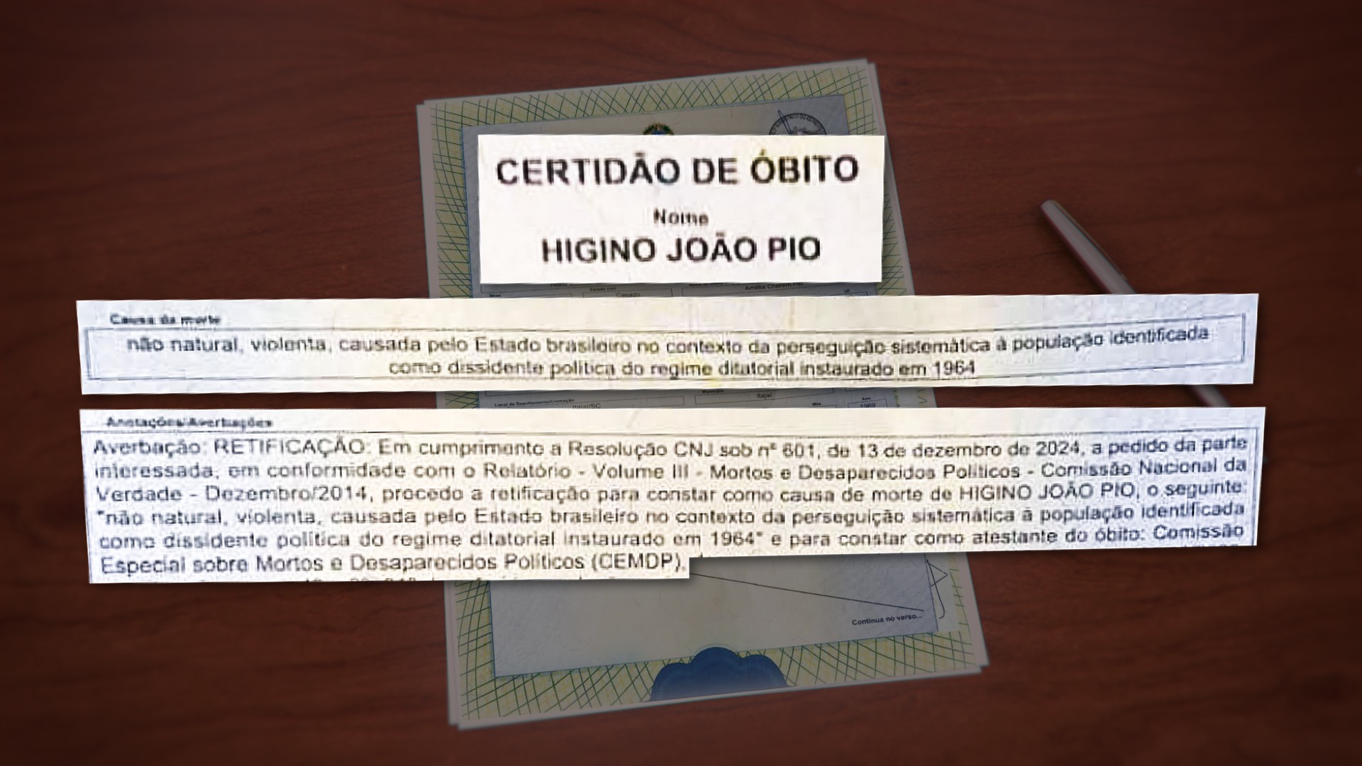 Certidão de óbito de prefeito de Balneário Camboriú morto na ditadura é ...