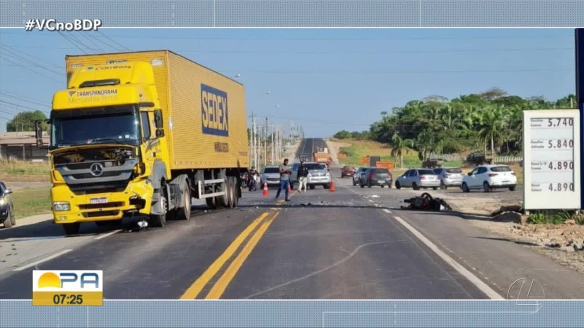 Mulher morre após acidente entre caminhão dos Correios e motocicleta em Marabá | Pará | G1