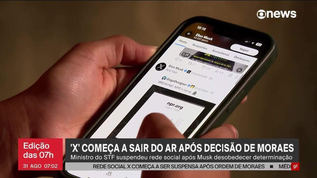 Rede social X é suspensa no Brasil após ordem de Moraes | Tecnologia | G1
