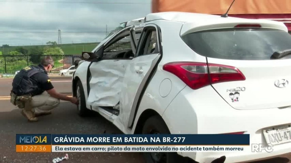 Gestante e motociclista morrem em acidente entre carro e moto na BR-277, em Santa Tereza do ...