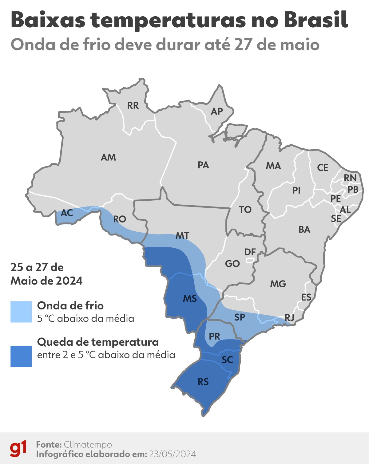 Chegada de frente fria derruba temperaturas em MT e previsão é de até ...