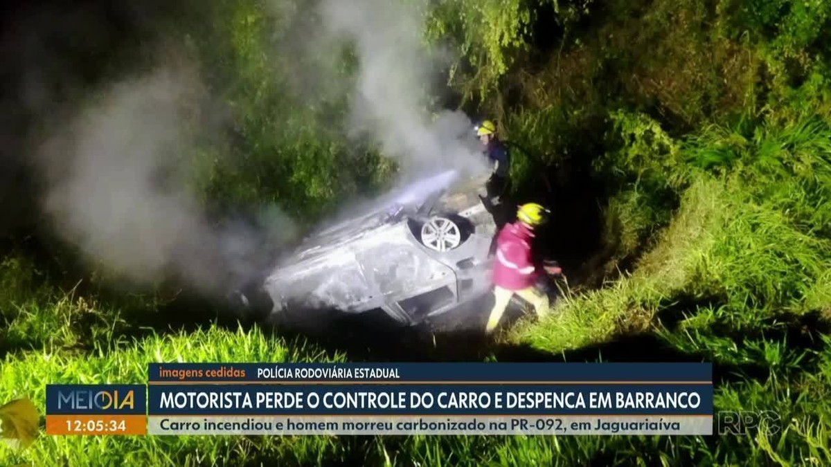 Motorista morre carbonizado após capotar carro em rodovia e cair de altura de cinco metros no ...