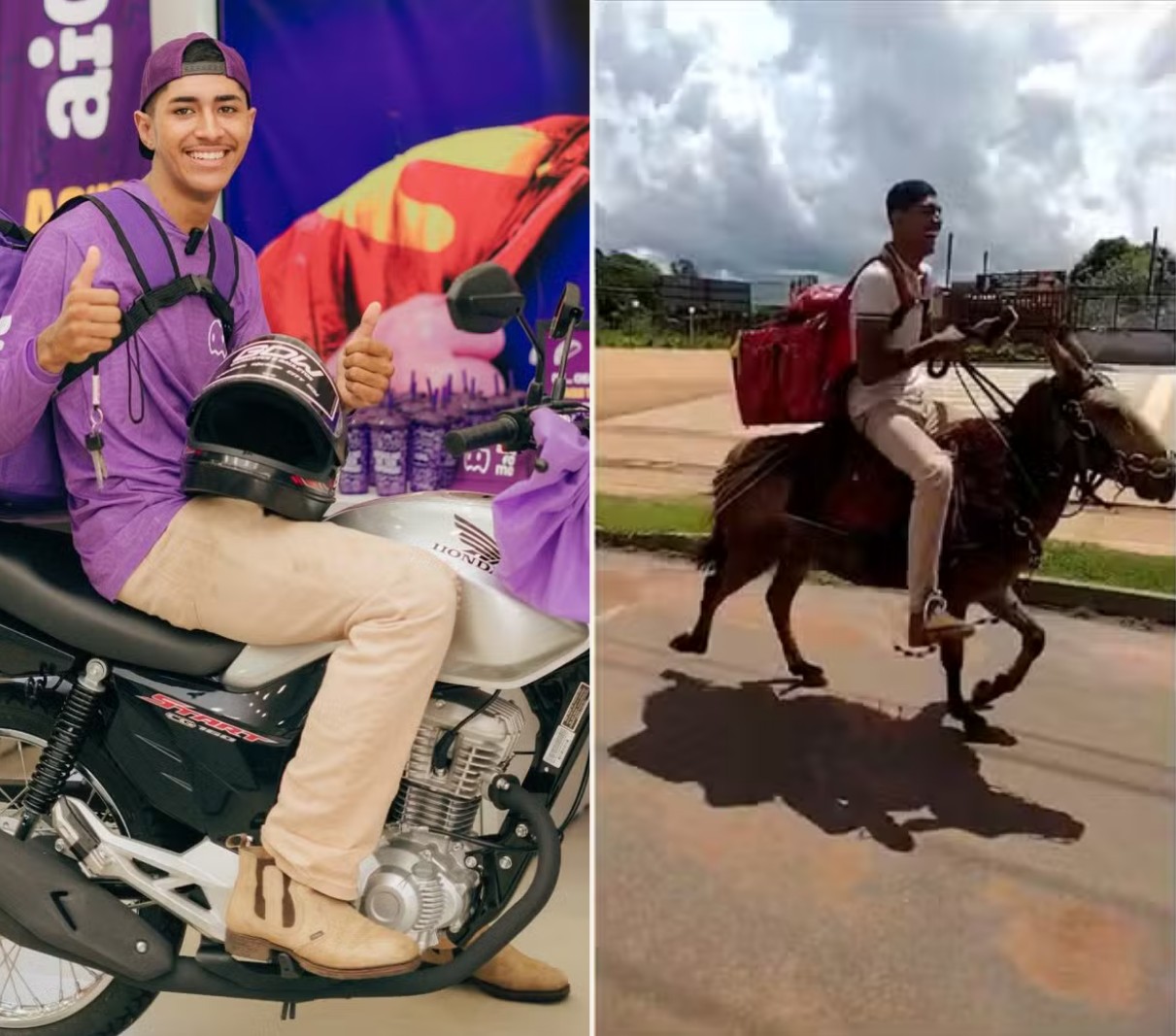 Entregador que viralizou fazendo delivery de comida montado em burro ...