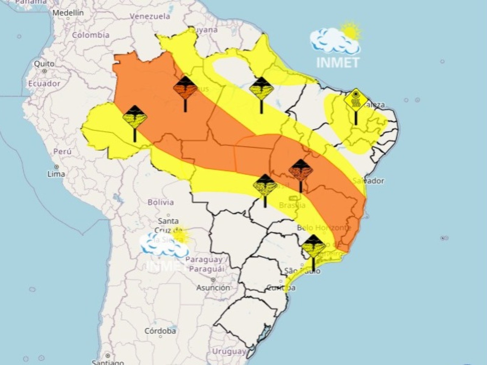 INMET divulga alerta de 'tempestade' para 114 cidades do Norte, Centro ...