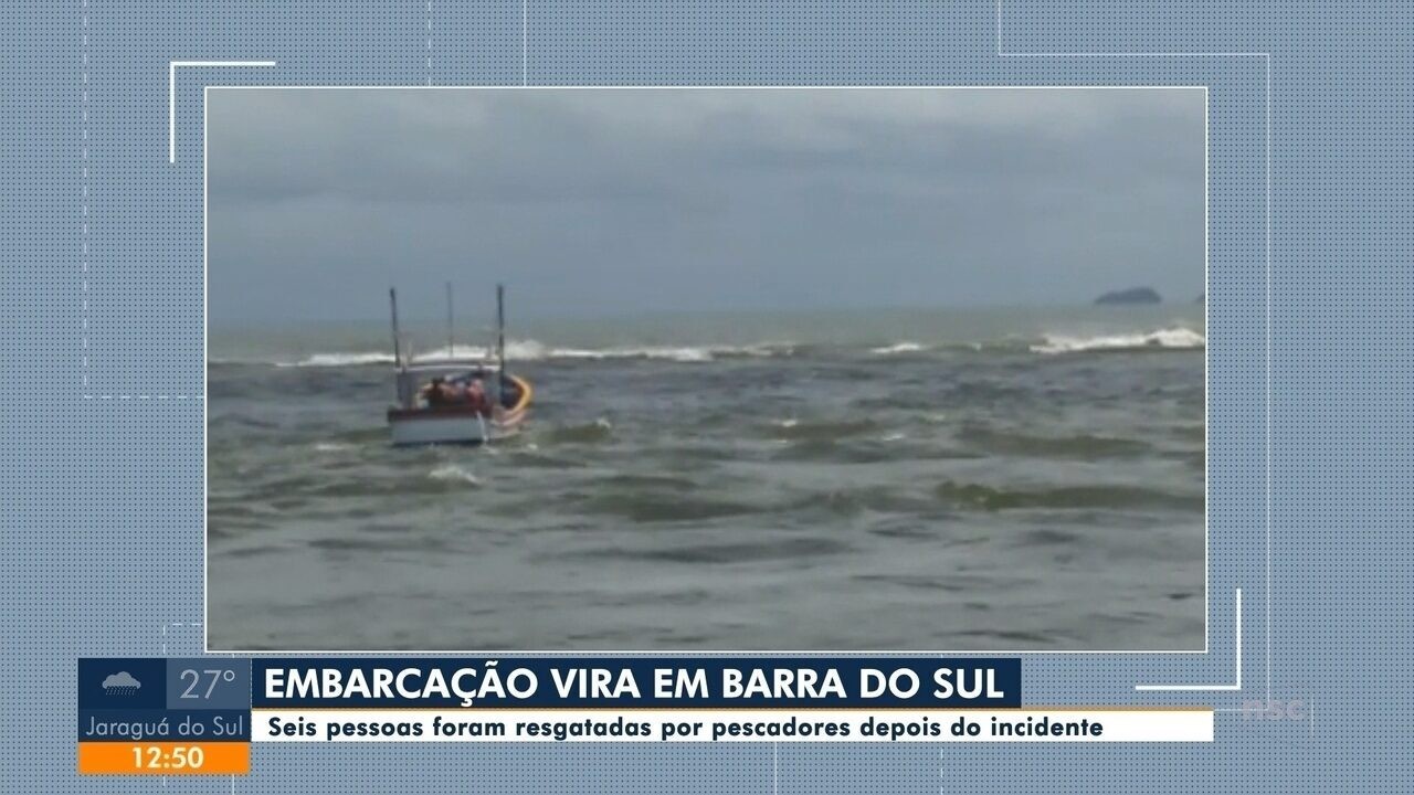 Bote vira em Balneário Barra do Sul e seis pessoas são resgatadas ...