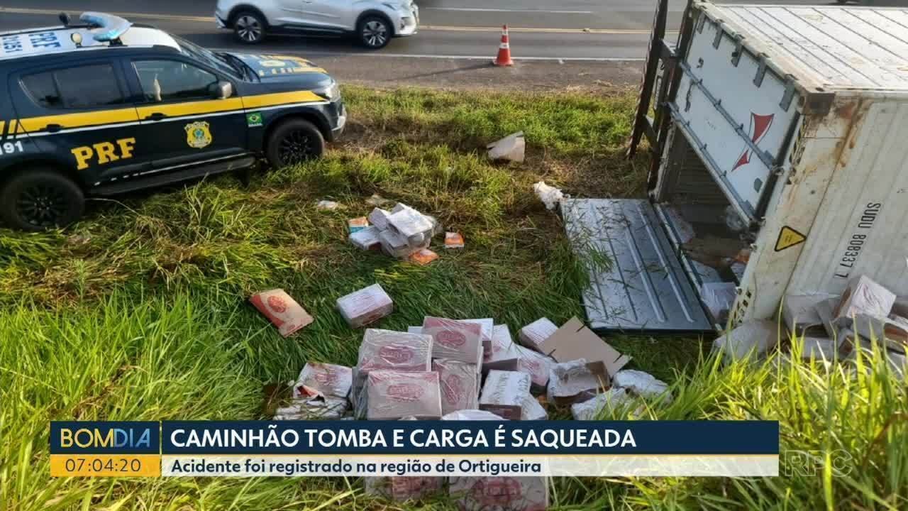 Carga de frango congelado é saqueada depois de caminhão tombar na BR ...