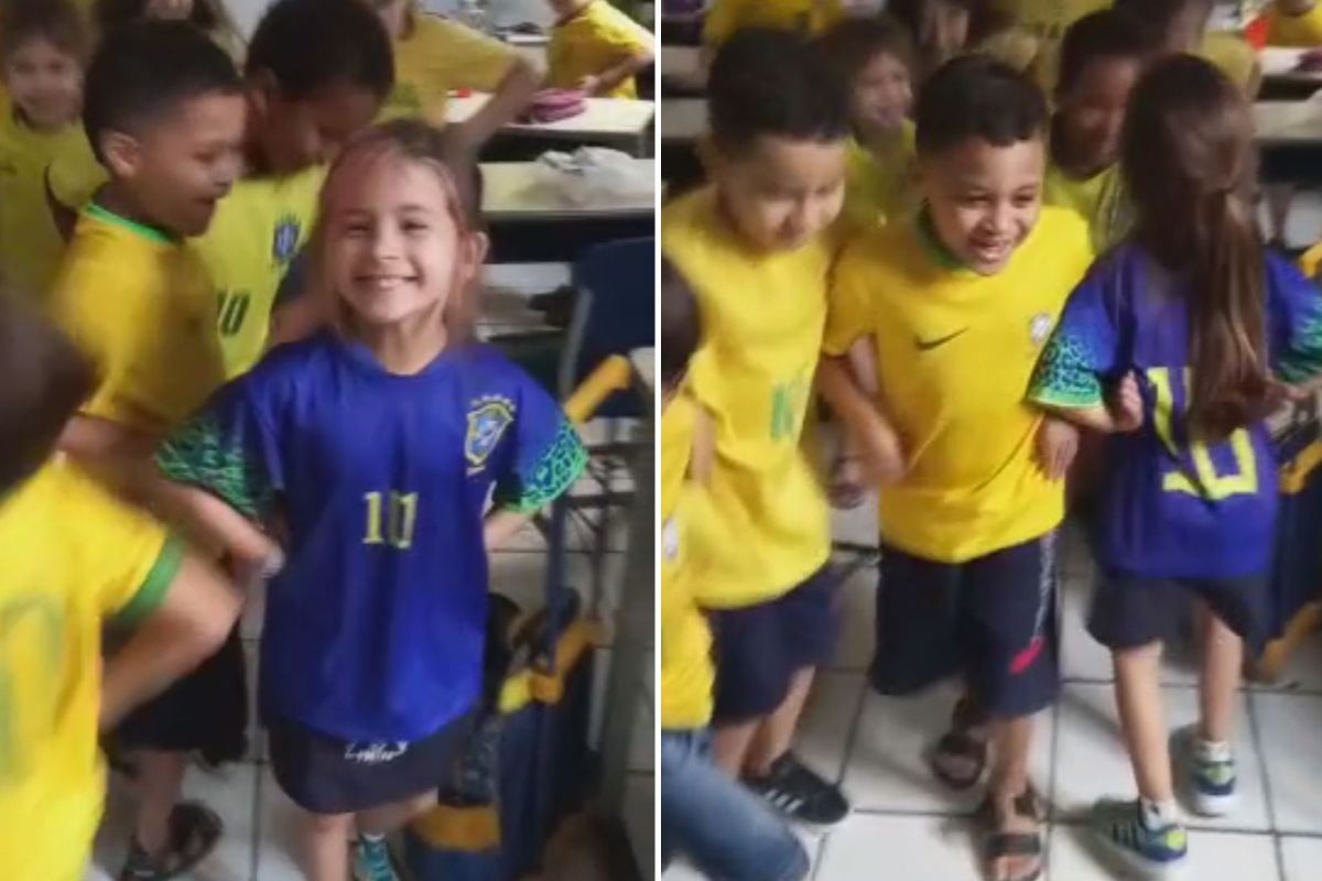 Crianças fazem a 'dança do pombo' em sala de aula após gol de ...