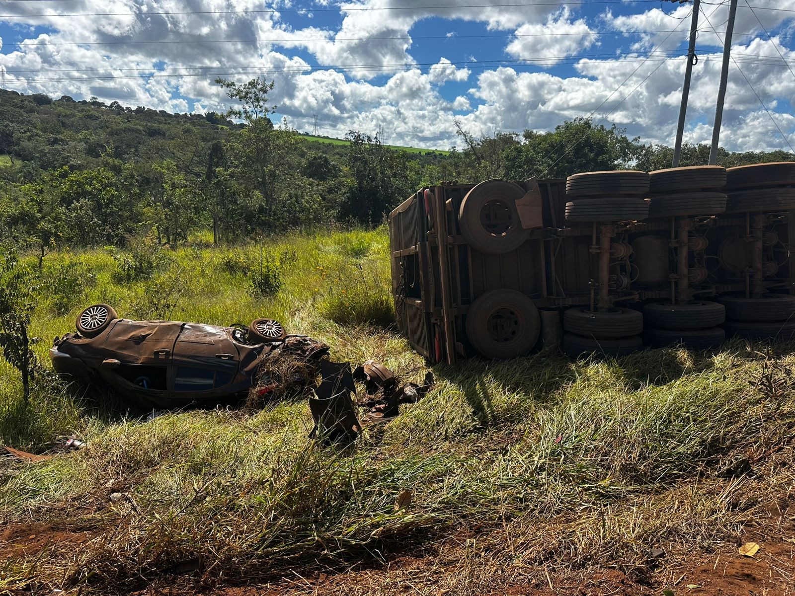 Carreta com 70 cabeças de gado tomba na MGC-452 em Uberlândia | G1