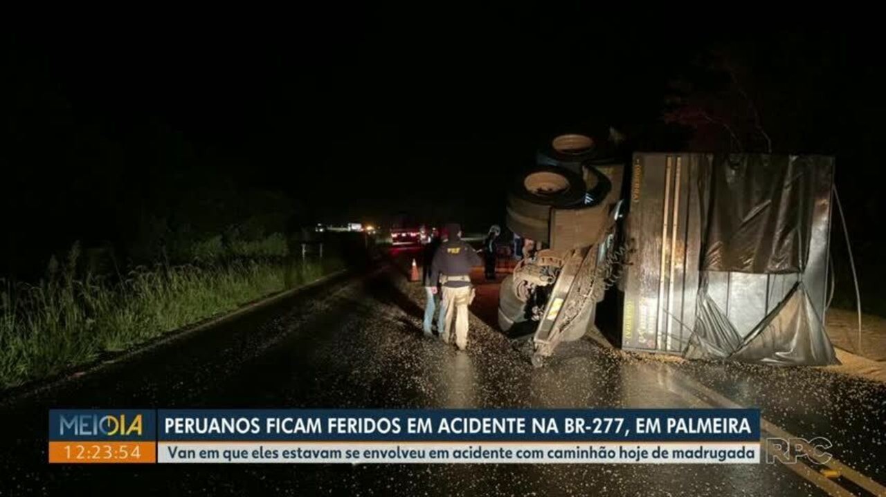 Oito pessoas ficam feridas em acidente entre van e caminhão na BR-277, em Palmeira | Campos ...