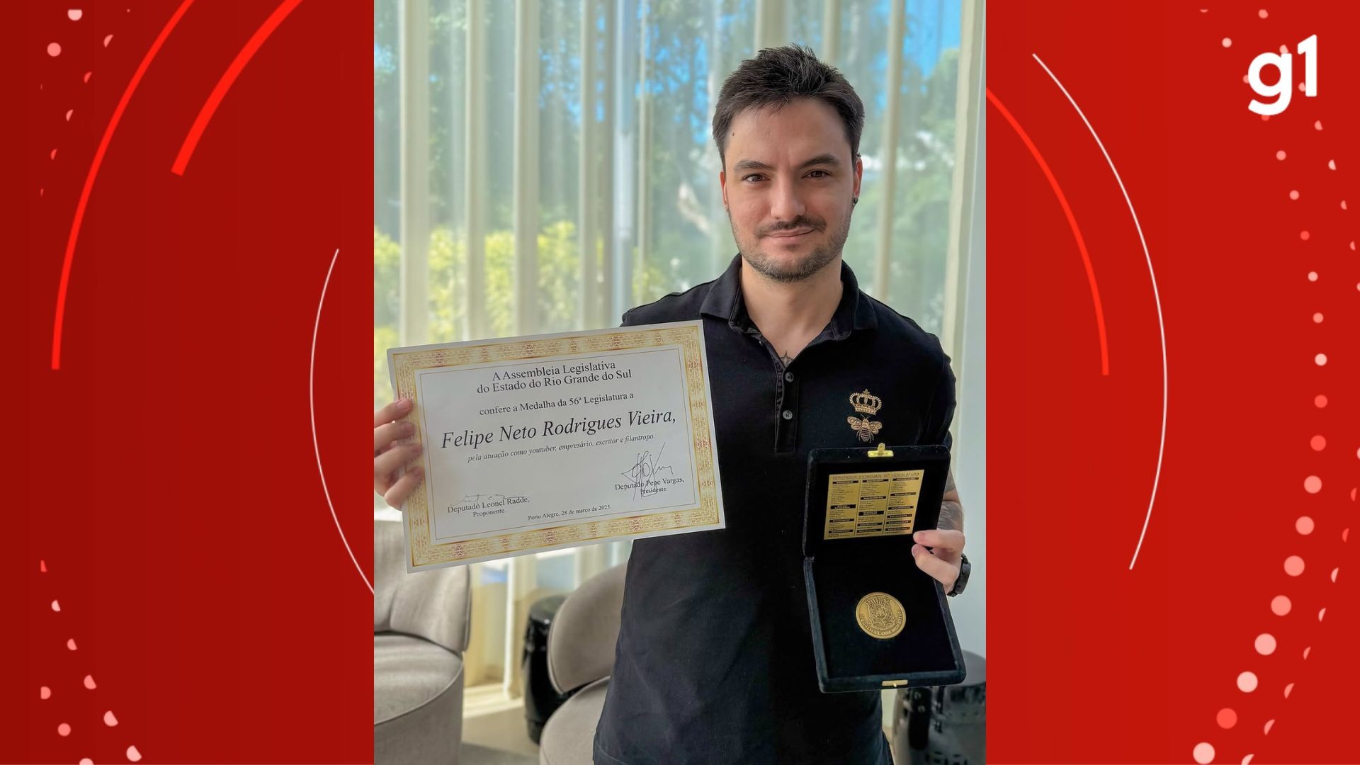 Felipe Neto é homenageado pela Assembleia Legislativa do RS por ajuda ...