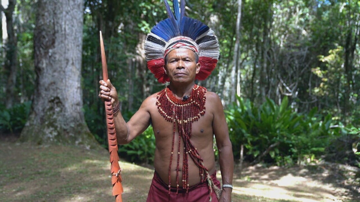 Índio pataxó, um dos guias do Parque Nacional e Histórico do Monte ...