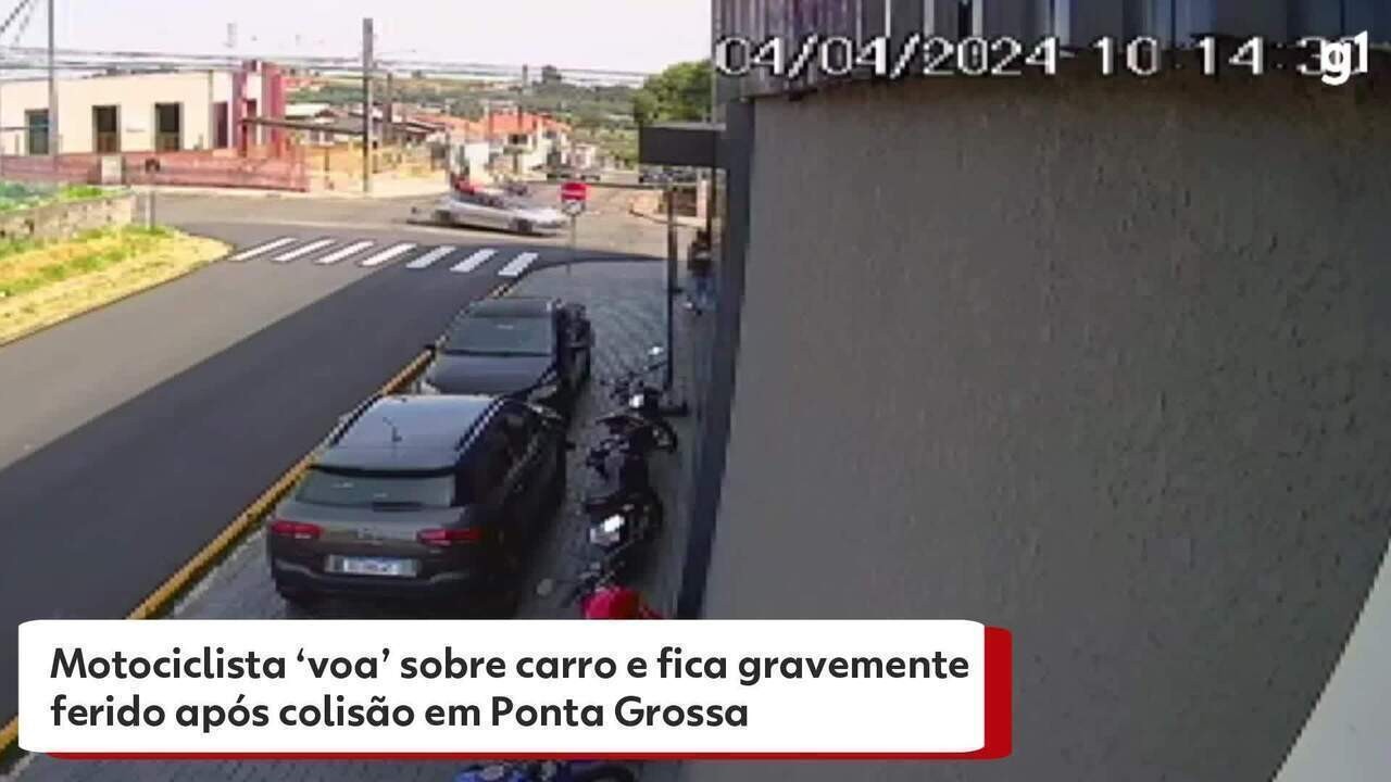 VÍDEO: Motociclista ‘voa’ sobre carro e fica gravemente ferido após colisão em Ponta Grossa ...