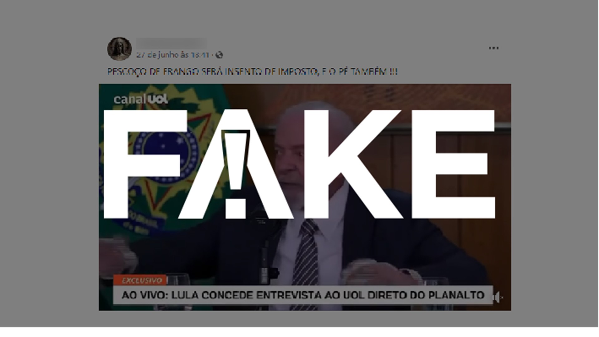 É #FAKE que Lula pretende isentar de impostos somente pé e pescoço de ...