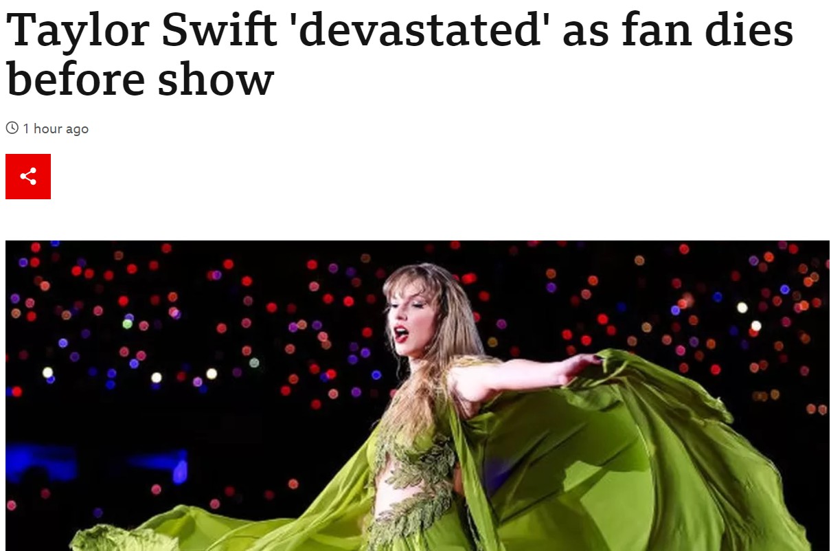 Imprensa internacional repercute morte de fã de Taylor Swift durante ...