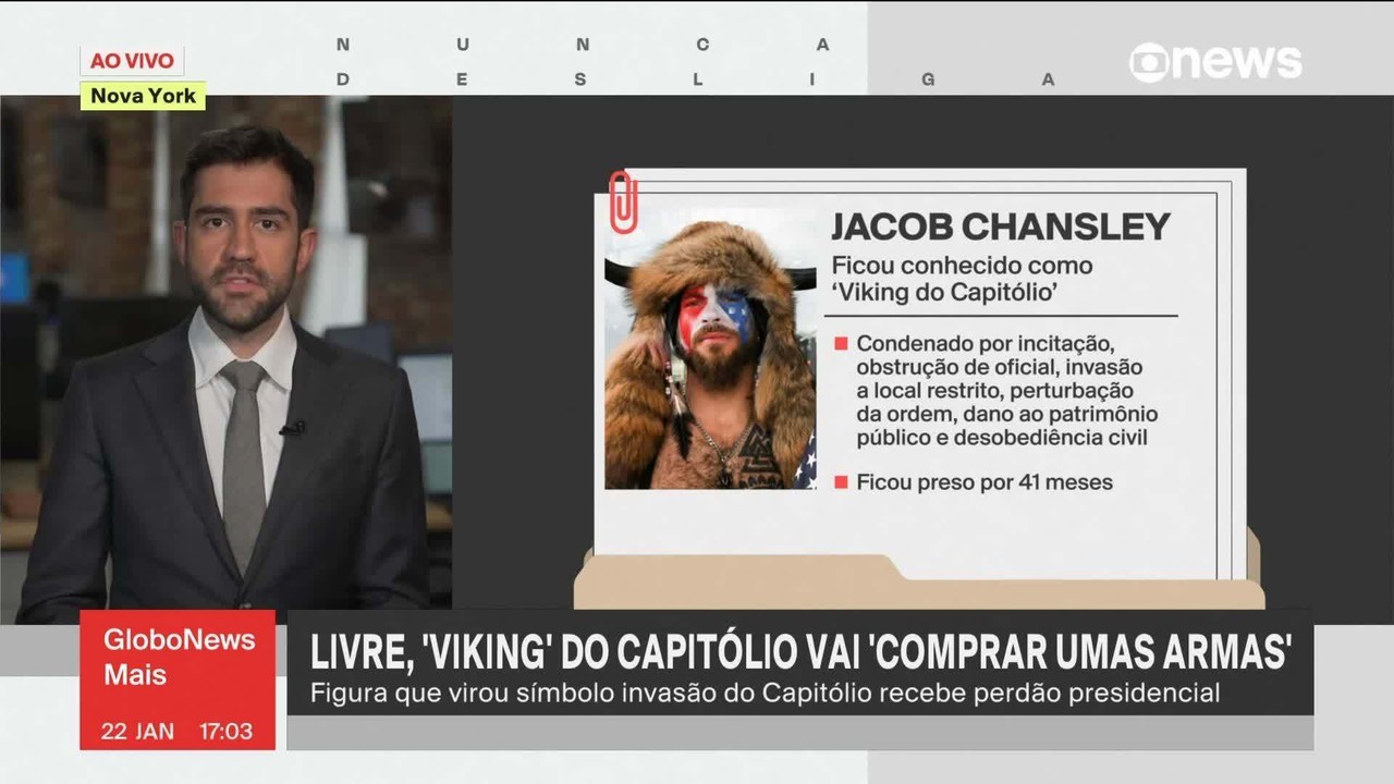'Fui perdoado, bebê': libertado por ordem de Trump, 'viking do ...