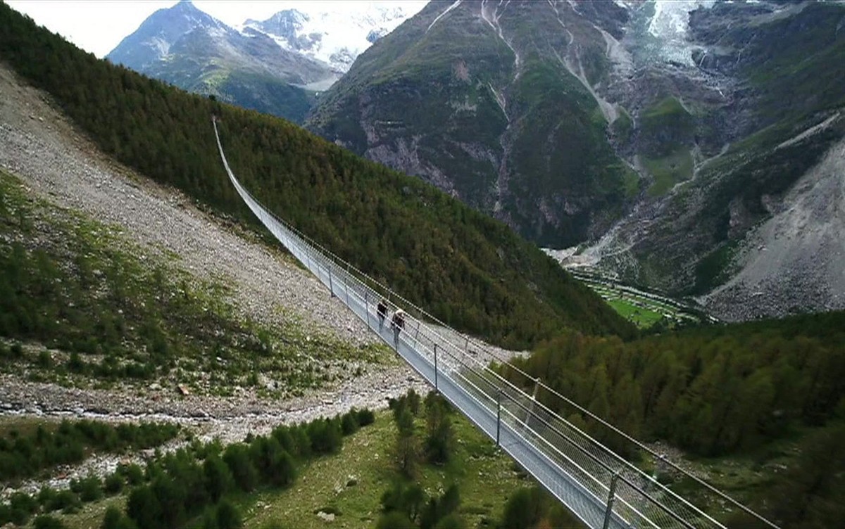 A impressionante vista da maior ponte suspensa para pedestres do mundo ...