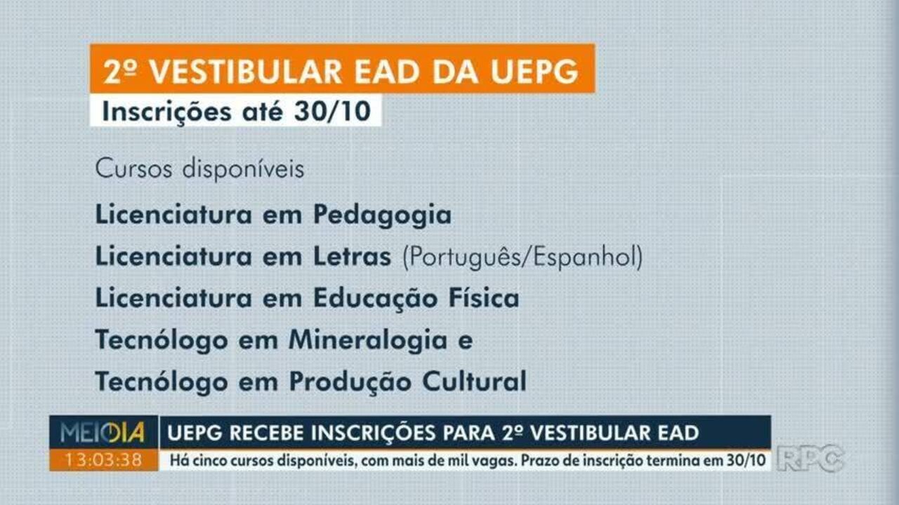 UEPG abre inscrições de vestibular para cursos EaD | Campos Gerais e ...