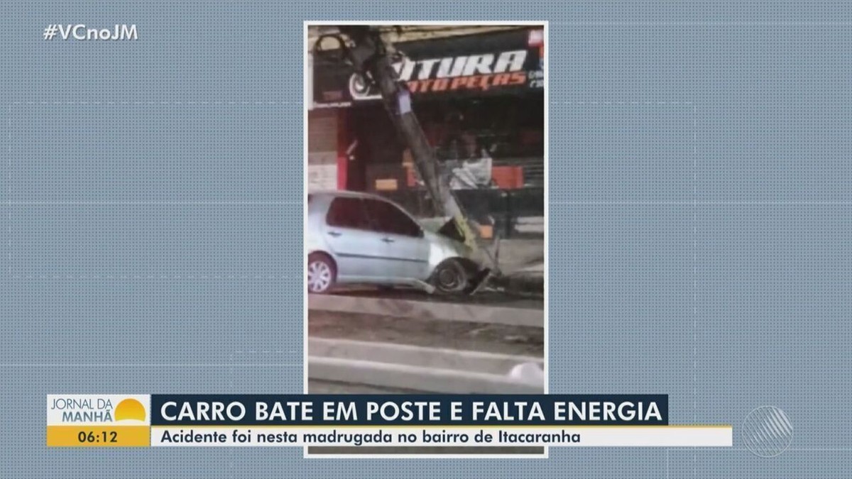 Carro bate em poste e deixa moradores em bairro de Salvador sem energia elétrica | Bahia | G1