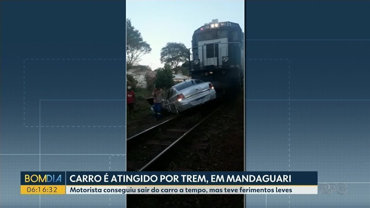 Carro é arrastado por mais de 10 metros ao ser atingido por trem em Mandaguari | Norte e ...