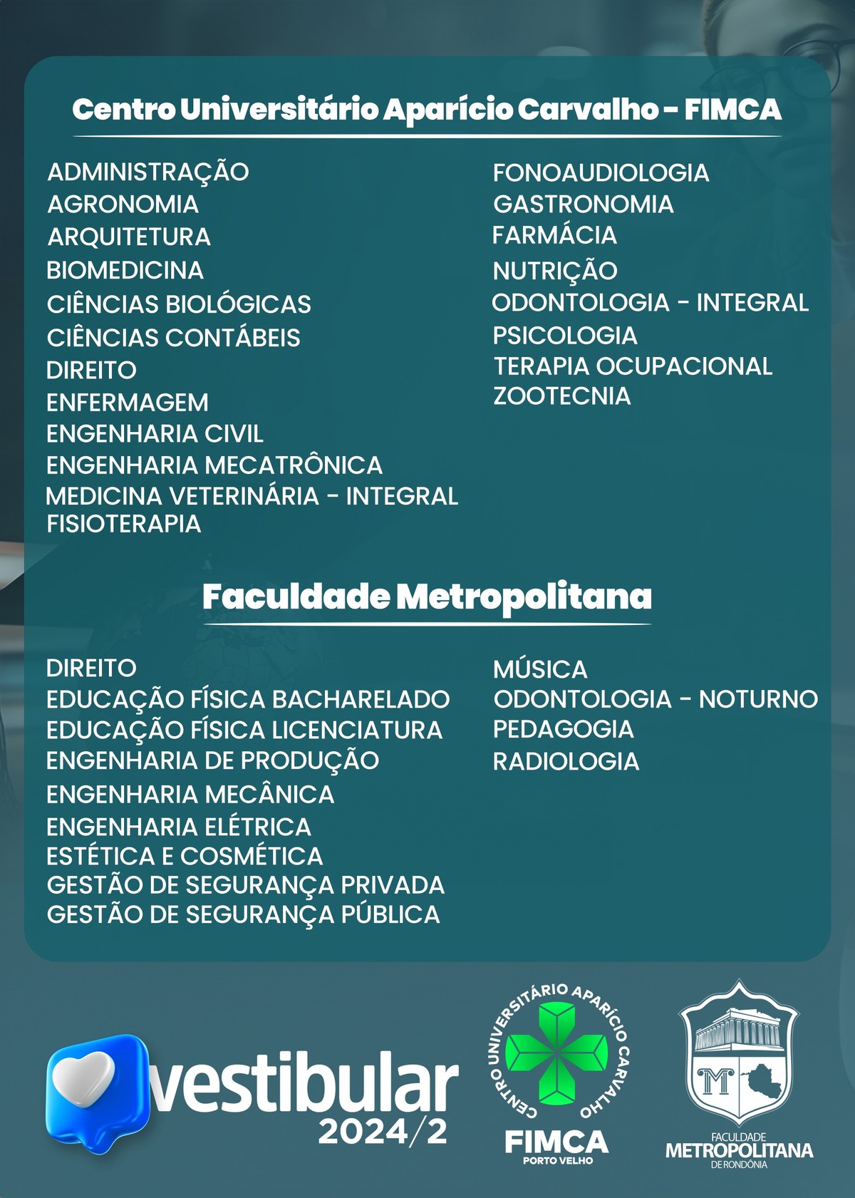 Ainda dá Tempo: Vestibular FIMCA e Metropolitana 2024.2 | Especial ...