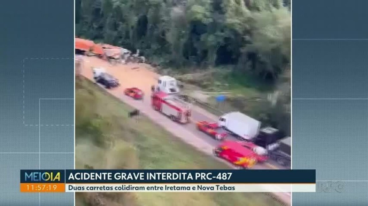 Batida frontal entre caminhões na PRC-487 deixa um morto e interdita rodovia | Norte e Noroeste | G1