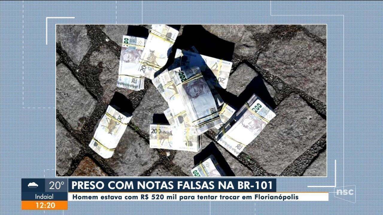 Homem é preso com meio milhão de reais em notas falsas em SC | G1