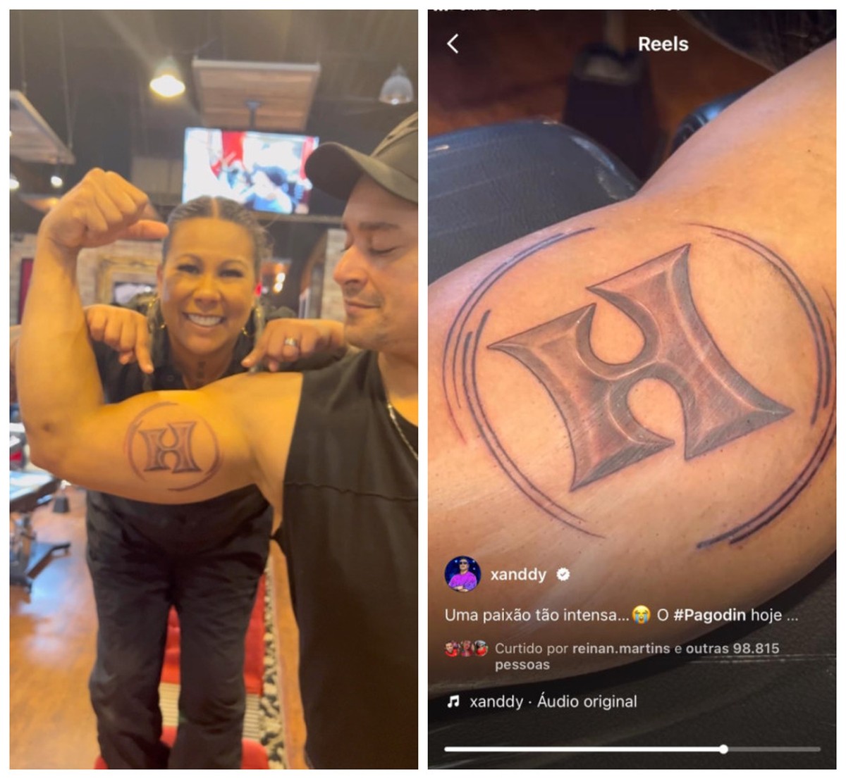 Xanddy homenageia Harmonia do Samba com tatuagem dois meses após ...