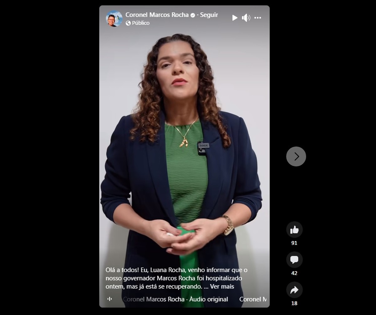 'Governador Marcos Rocha está estável', diz esposa sobre internação ...