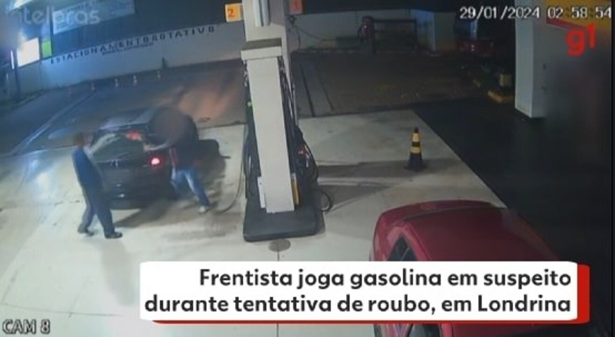 VÍdeo Frentista Joga Gasolina Em Suspeito Durante Tentativa De Roubo